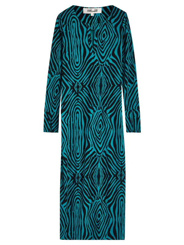 Diane Von Furstenberg Sonca Zebra-print Jersey Midi Dress - Blue