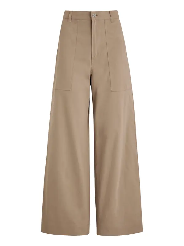 Moncler Wide-leg Stretch-cotton Trousers - Camel