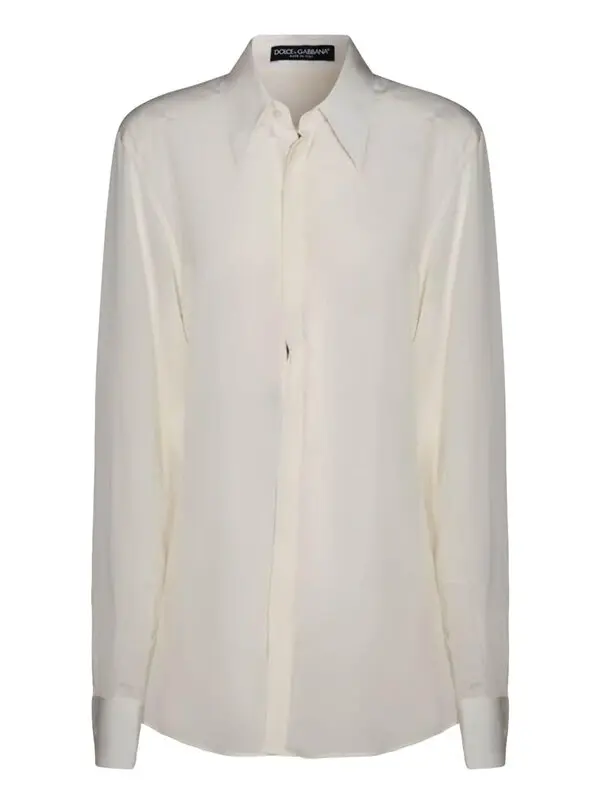 Dolce & Gabbana Concealed Fastening Silk Shirt - Neutrals