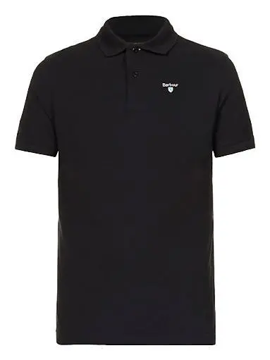 Barbour Brand-embroidered Ribbed-trim Regular-fit Cotton-piqué Polo Shirt - Black