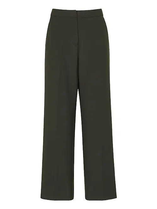Whistles Regular-fit High-rise Stretch Wool-blend Trousers - Dark Green
