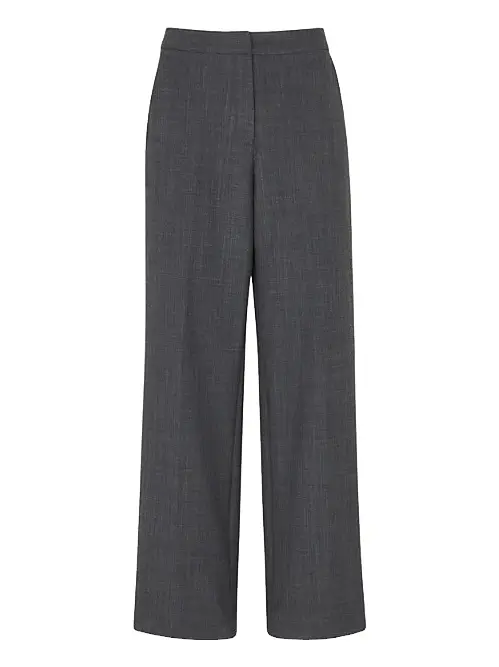 Whistles Limited Edition Natalie Regular-fit High-rise Stretch Wool-blend Trousers - Grey Marl