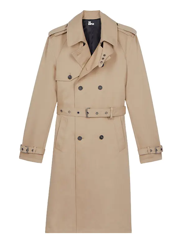 The Kooples Double-breasted Cotton Trench Coat - Beige