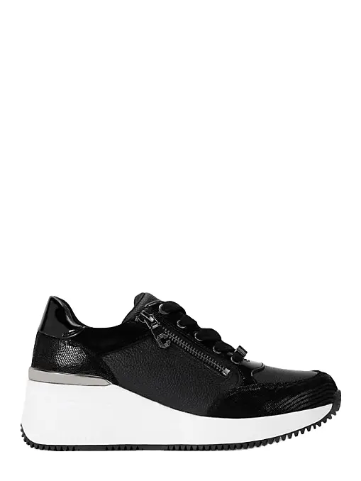 Carvela Leather Low-top Trainers With Wedge Sole - Black
