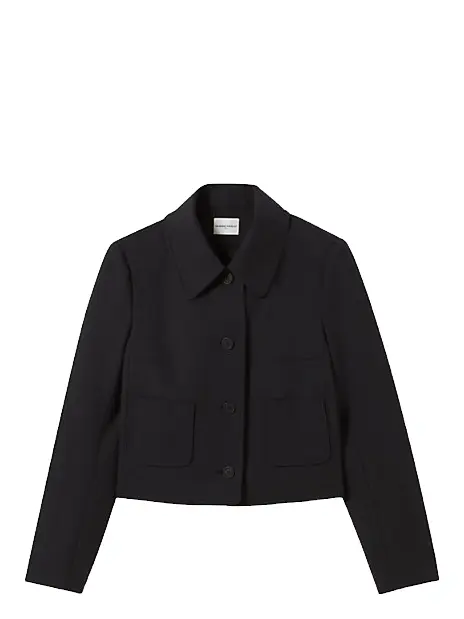 Claudie Pierlot Boxy-fit Cropped Wool-blend Jacket - Noir / Gris