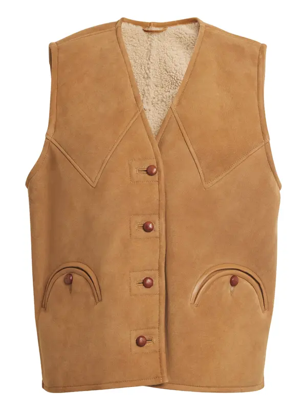 BLAZÉ MILANO Shearling Tatoosh Gilet - Brown
