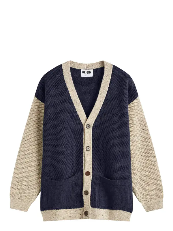 COUNTRY OF ORIGIN Regent Panel Knit Cardigan - Navy