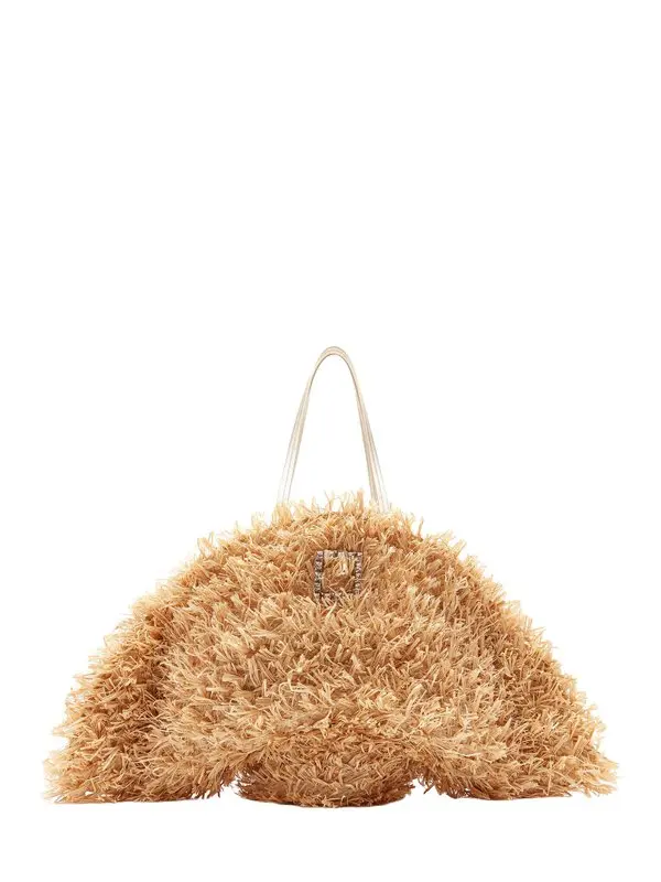 ROGER VIVIER Tres Vivier Panier Raffia Tote - Neutral