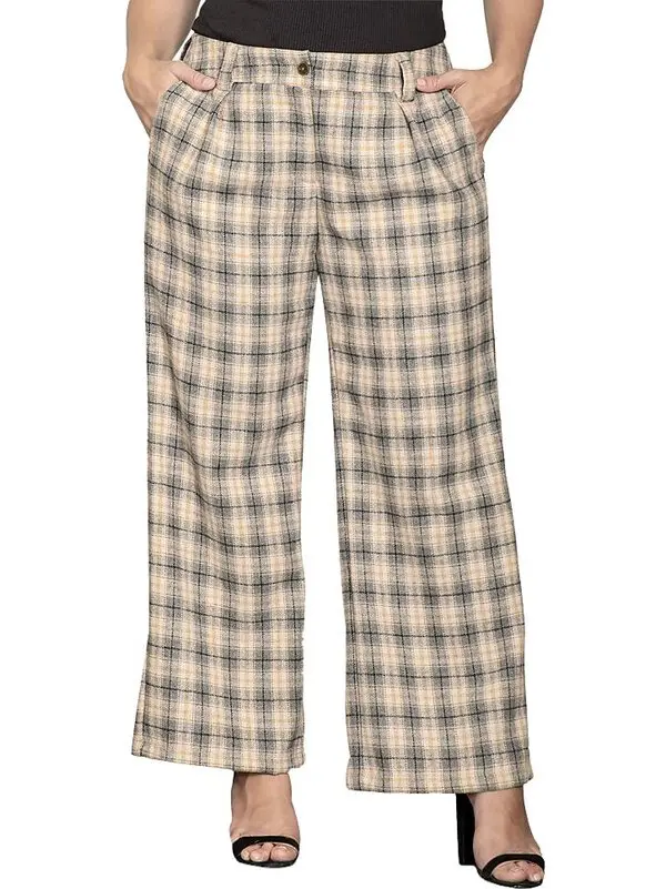 STANDARDS & PRACTICES Wide Leg Trousers - Plaid