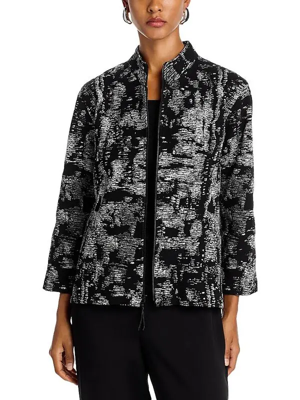 Caroline Rose Melange Knit Jacket - Grey/white/black