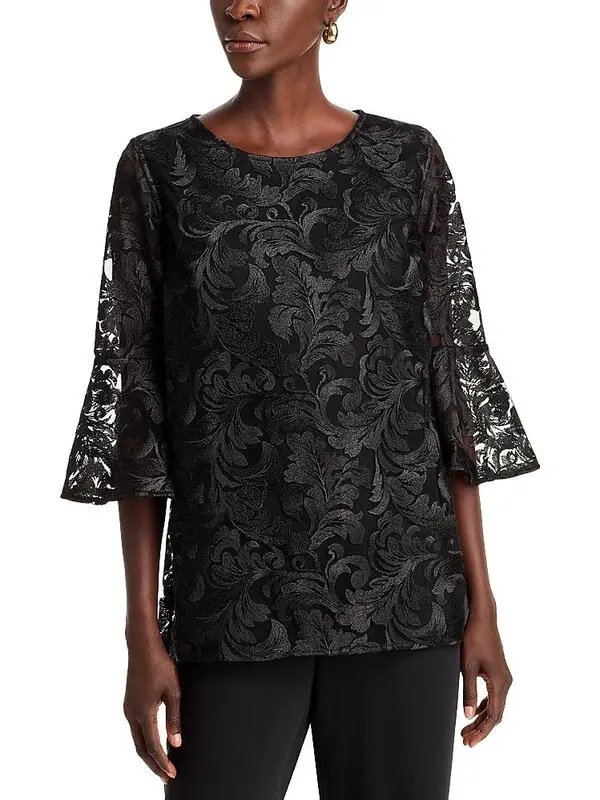 Caroline Rose Bella Soiree Lace Tunic - Black/black