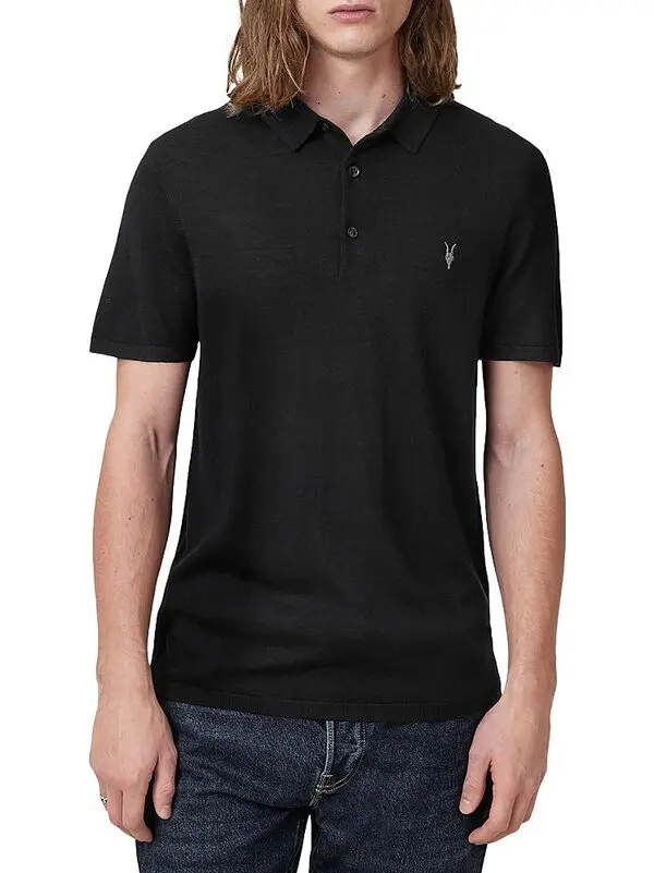 ALLSAINTS Mode Merino Wool Polo Shirt - Black