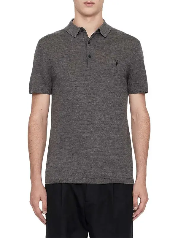 ALLSAINTS Mode Merino Wool Polo Shirt - Grey