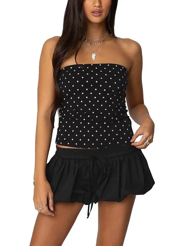 EDIKTED Polka Dot Built-in Bra Tube Top - Black And White