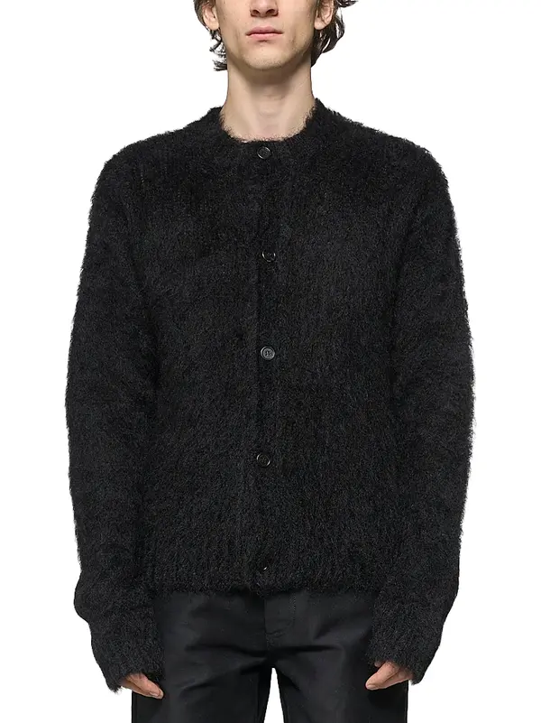 Marni Fuzzy Wuzzy Regular Fit Mohair Cardigan - Black