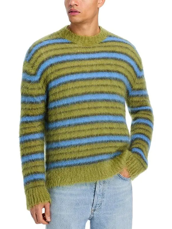 Marni Striped Mohair-blend Crewneck Sweater - Acid