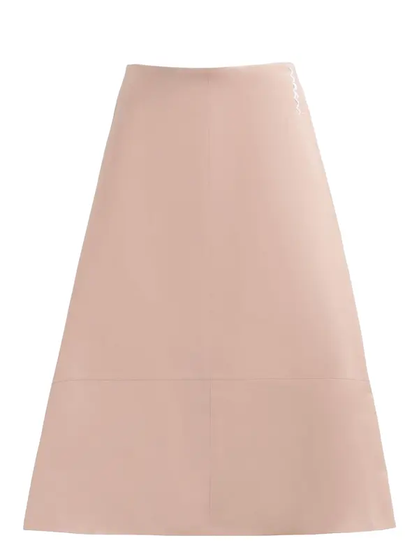 Marni A-line Leather Midi Skirt - Pink