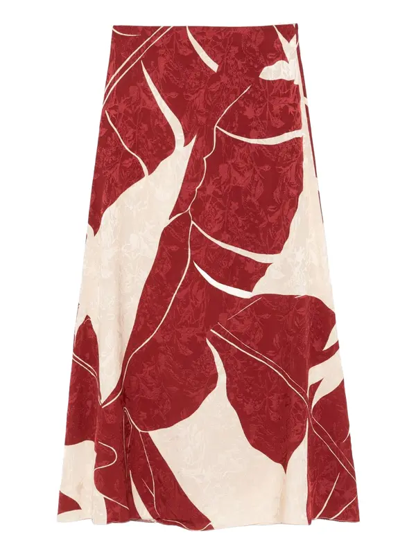 Johanna Ortiz Leaf Print Midi Skirt - Neutrals