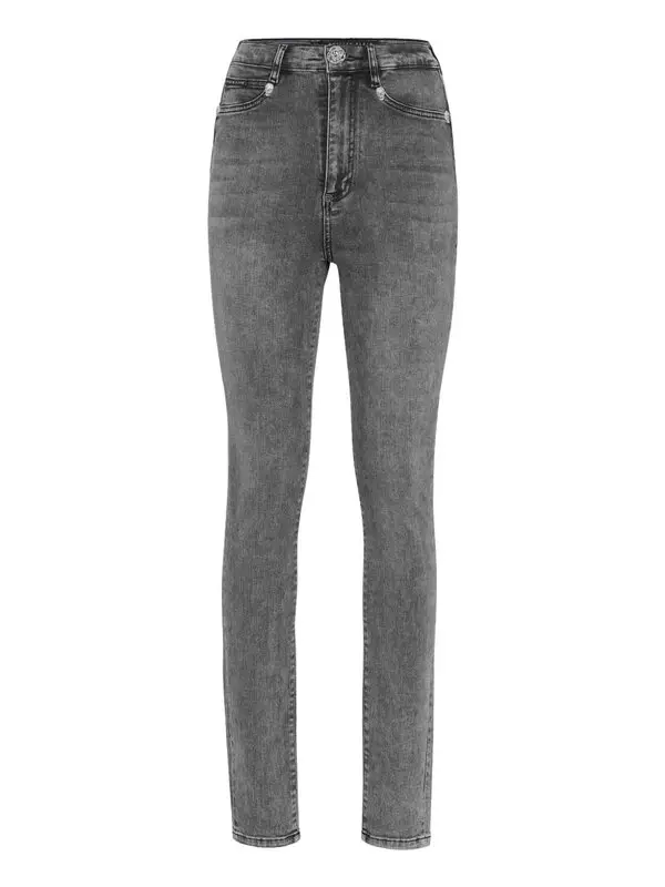 Philipp Plein Crystal-embellished High-waisted Jeans - Grey