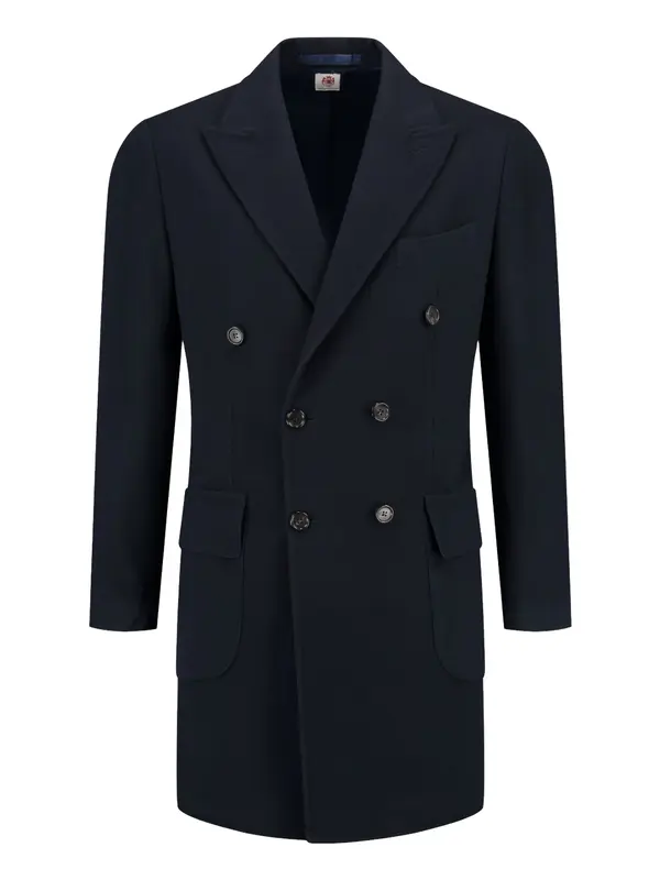 LUIGI BORRELLI Milano Double-breasted Coat - Blue