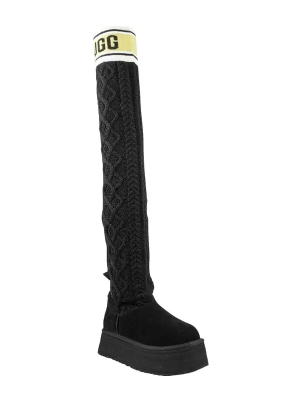 UGG Classic Sweater Letter Boots - Black
