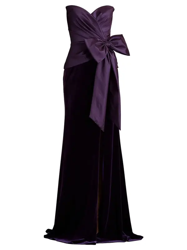Tadashi Shoji Bow-detail Strapless Gown - Purple