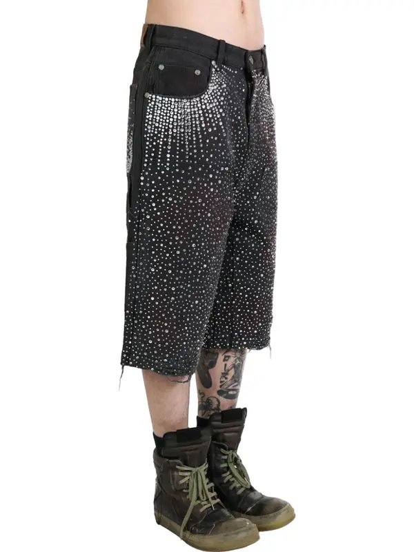BIRTH OF ROYAL CHILD Crystal-embellished Denim Shorts - Black
