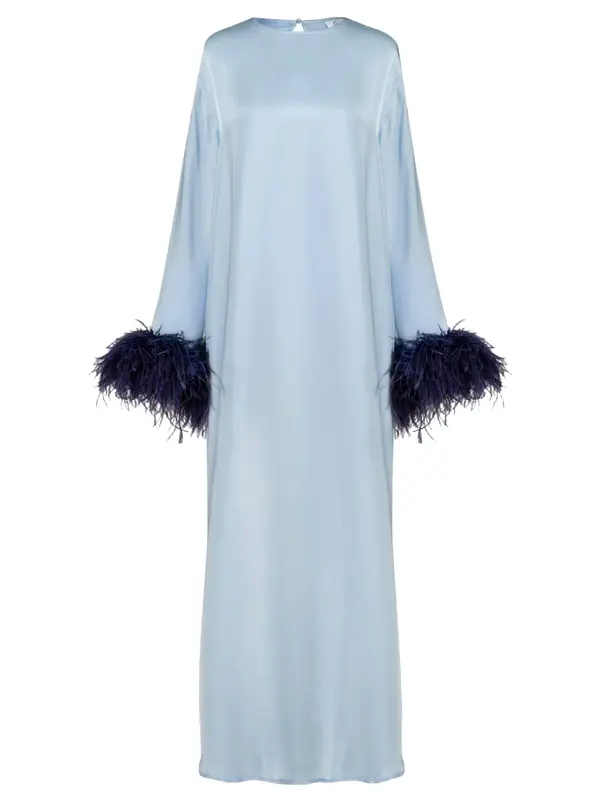 Sleeper Suzi Maxi Dress With Feathered Cuffs - Blue