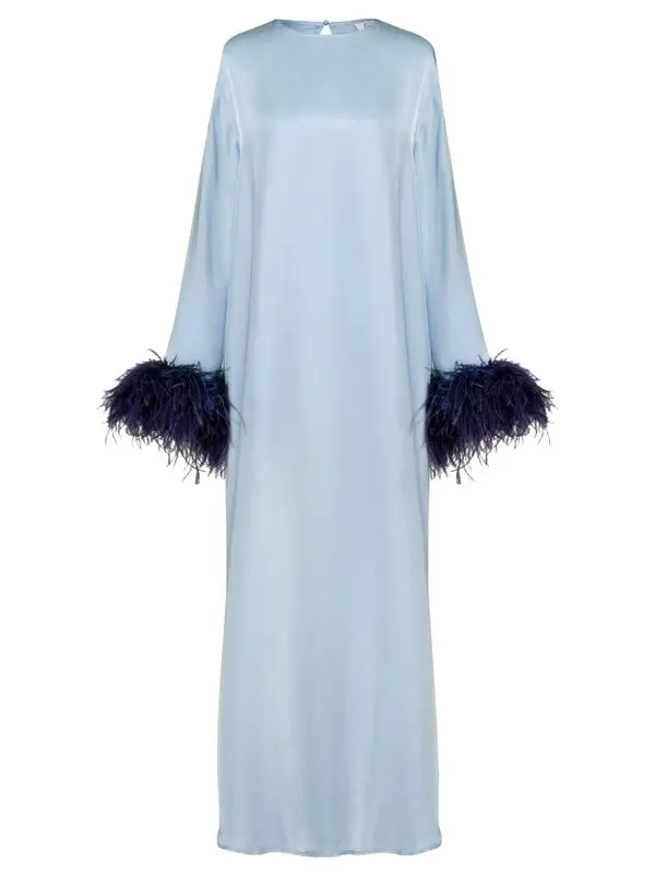 Sleeper Suzi Maxi Dress With Feathered Cuffs - Blue