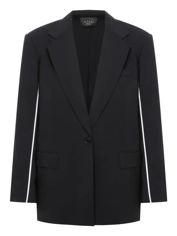 A.M.G. Contrast-piping Blazer - Black