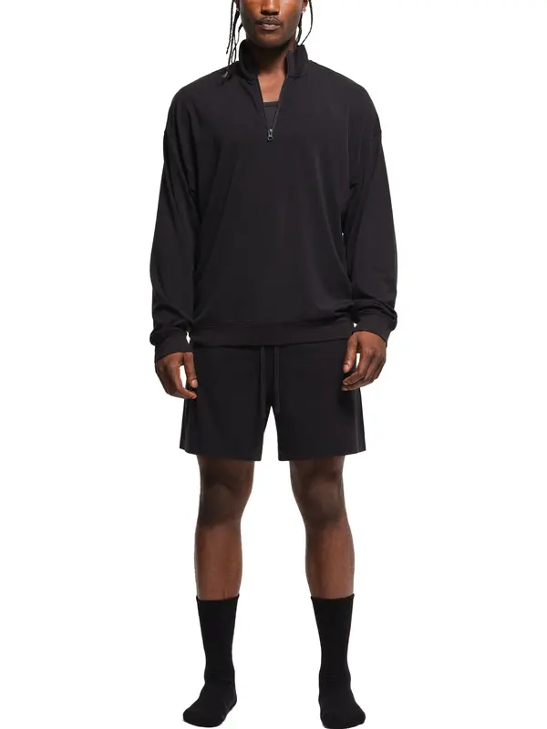 SKIMS Jersey Lounge Relaxed Quarter Zip Pullover - Obsidian