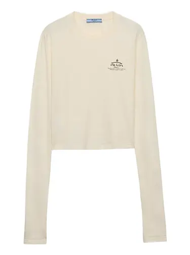 Prada Logo-print Long-sleeve T-shirt - Neutral