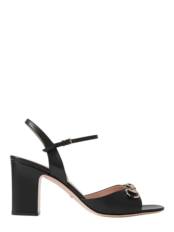 Gucci Lady Horsebit Leather Sandals - Black