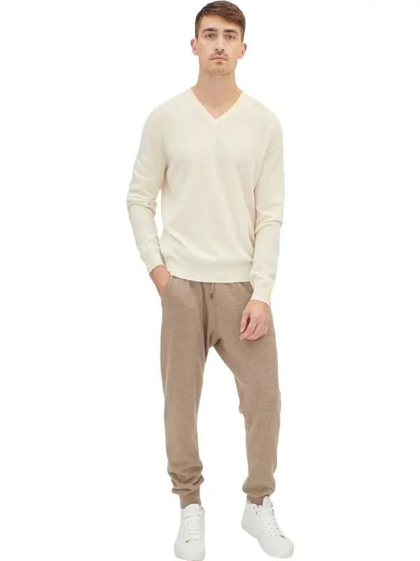 Gobi Cashmere Essential V-neck Cashmere Sweater - Marshmallow