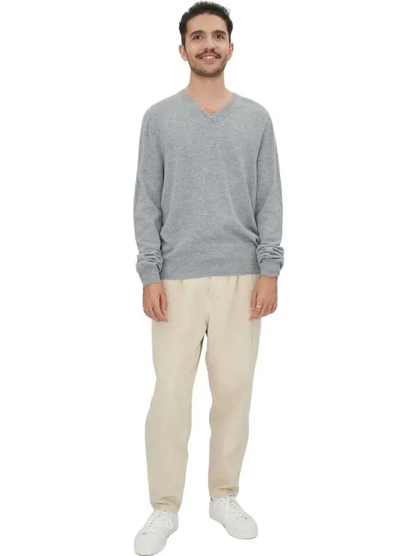 Gobi Cashmere Essential V-neck Cashmere Sweater - Vapor Blue