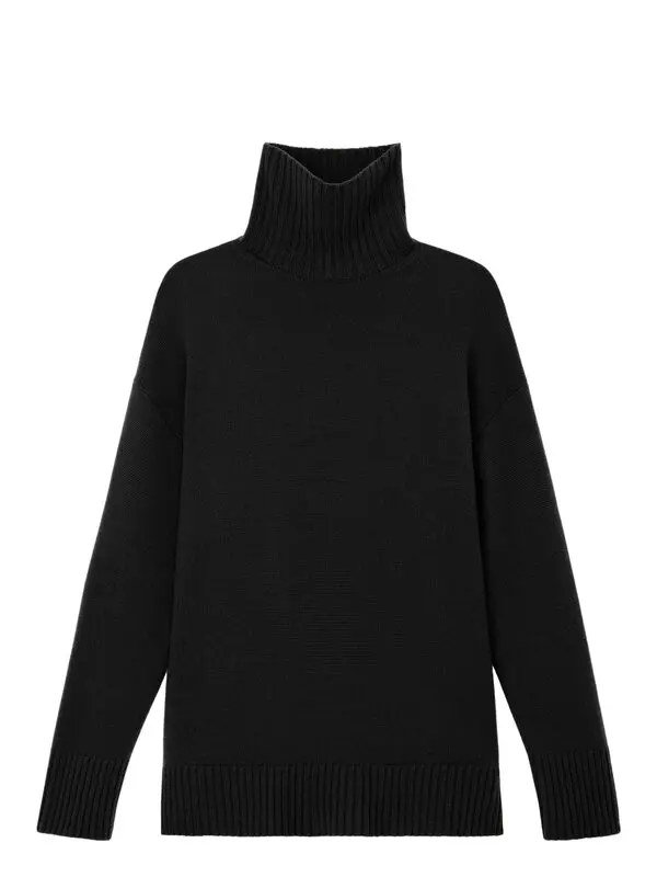 Lafayette 148 New York Cashmere Stand Collar Cocoon Sweater - Black