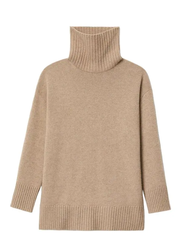 Lafayette 148 New York Cashmere Stand Collar Cocoon Sweater - Hickory Melange