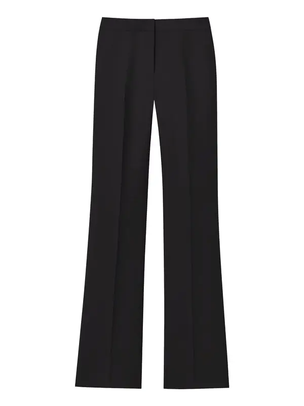 Lafayette 148 New York Wool-silk Crepe Saint Marks Flared Pant - Black