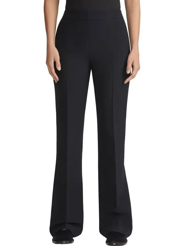 Lafayette 148 New York Wool-silk Crepe Saint Marks Flared Pant - Black