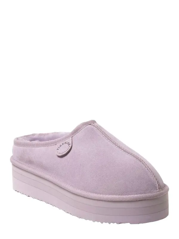 DEARFOAMS Fireside Queenstown Shearling Platform Clog Slipper - Lilac
