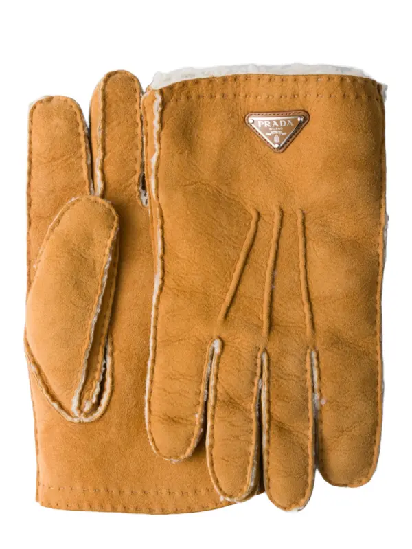 Prada Suede Sheepskin Gloves - Honey