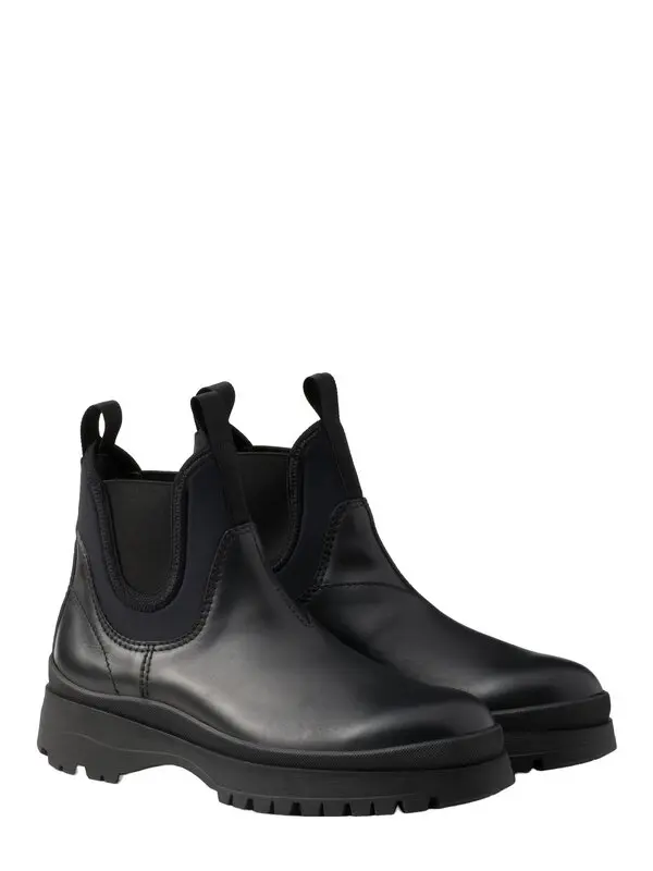 Prada Leather And Stretch Fabric Brixxen Boots - Black