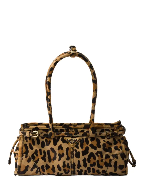 Prada Bonnie Printed Leather Handbag - Honey