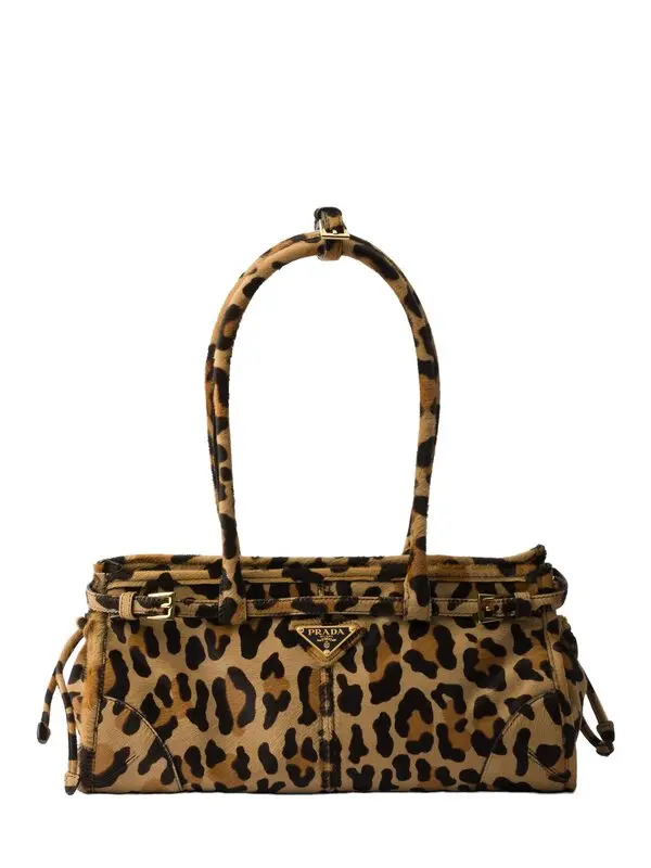 Prada Bonnie Printed Leather Handbag - Neutral