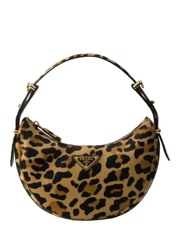 Prada Printed Leather Shoulder Bag - Neutral