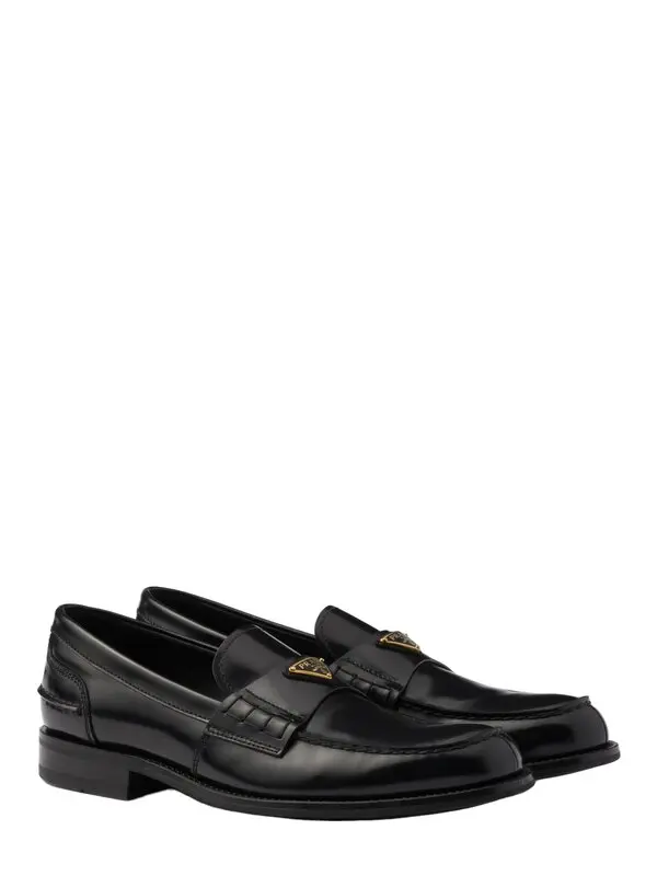 Prada Brushed Leather Loafers - Black