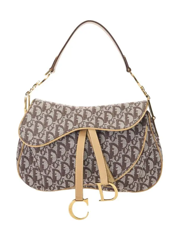 Dior Trotter Canvas Double Saddle Bag - Brown