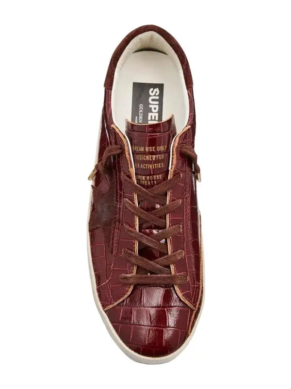 GOLDEN GOOSE Super-star Croco Embossed Low-top Sneakers - Bordeaux