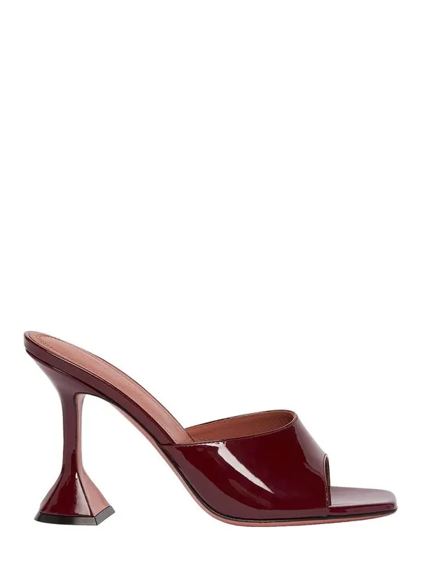 Amina Muaddi Lupita Patent Leather Mule Sandals - Wine
