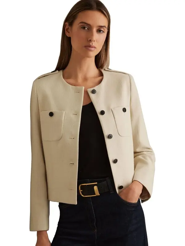 REISS Blane Wool Jacket - Cream